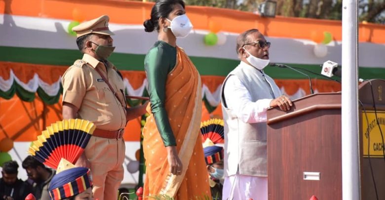 Parimal Suklabaidya unfurls the tricolour in Silchar on 72nd Republic ...